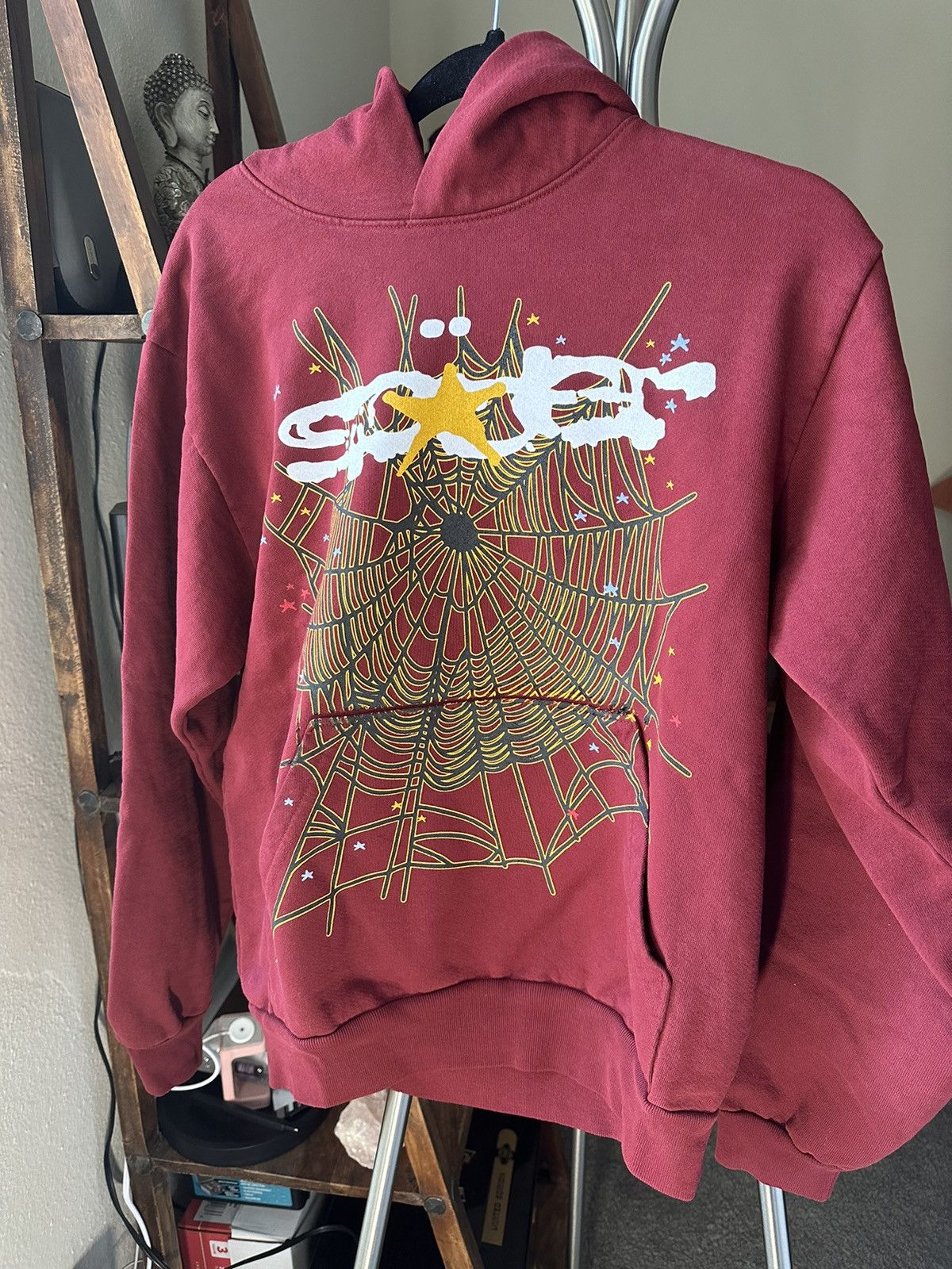 Spider × Spyder Sp5der Maroon Hoodie | Grailed