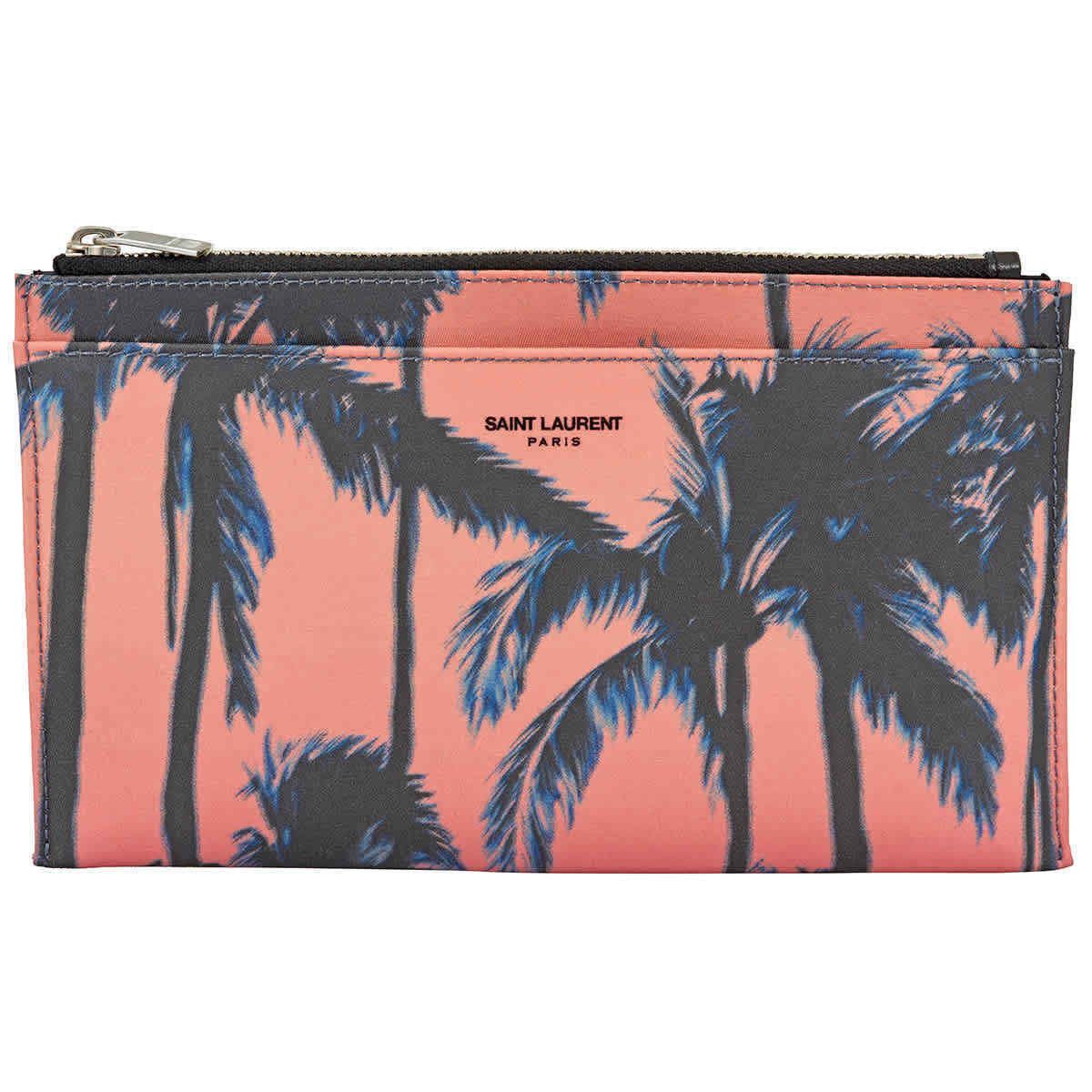 Saint Laurent Paris Saint Laurent Dip-Dye Palm Print Nylon Bill Pouch ...