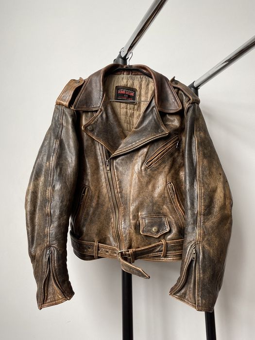 Vintage RARE 🔥 VINTAGE BOMB BOOGIE DISTRESSED BROWN LEATHER JACKET ...
