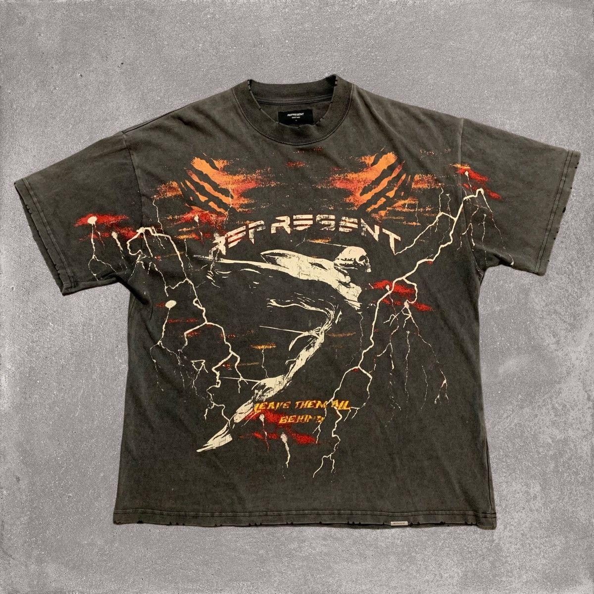 Represent Clo. Represent XL Spirit Angel Vintage Grey Tee Graphic | Grailed