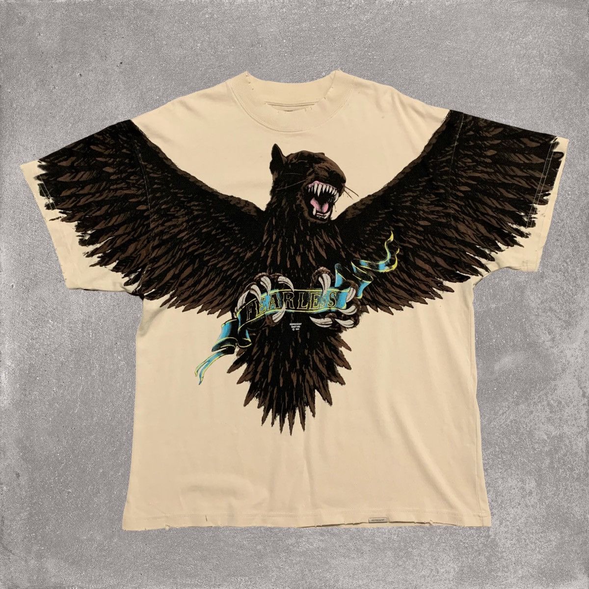 Represent Clo. Represent Small Terrier Eagle Vintage White Tee | Grailed