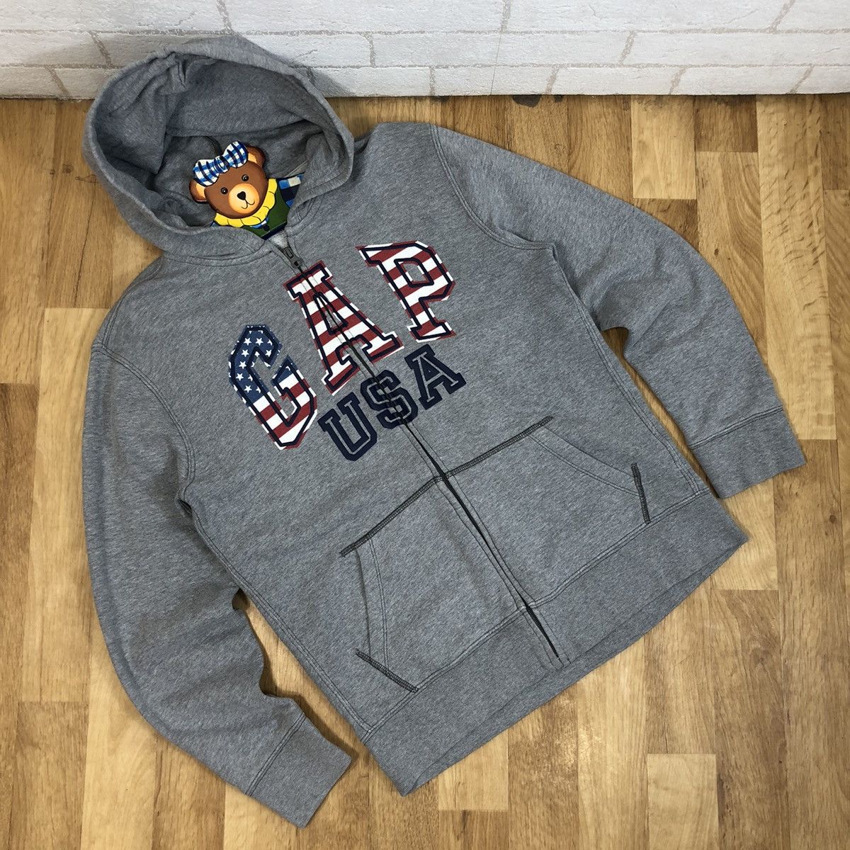 Gap USA Flag Hoodie Avant Gard Zip Up Sweatshirt Gap Y2K Style | Grailed