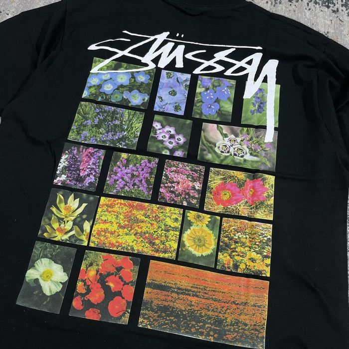 Stussy FLOWERS STUSSY TEE BLACK // LARGE | Grailed