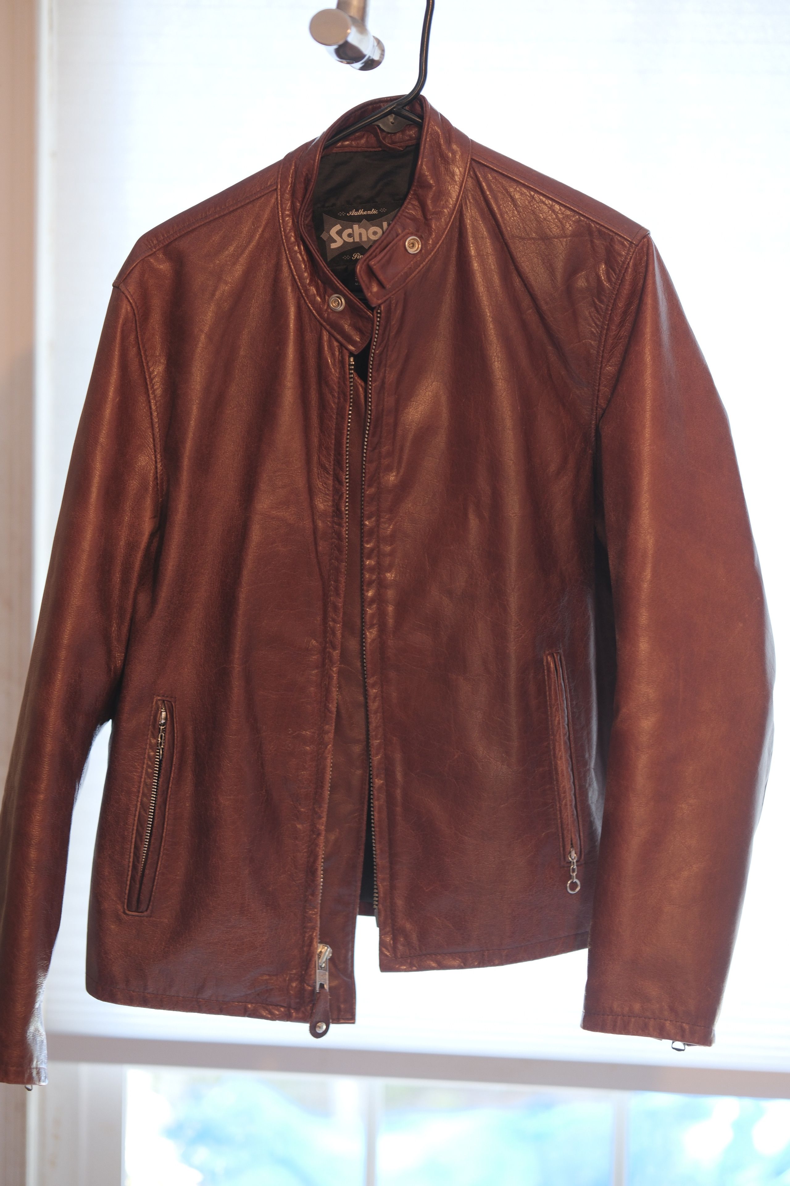 Schott Large Black Cherry Schott Leather Cafe Racer | Grailed
