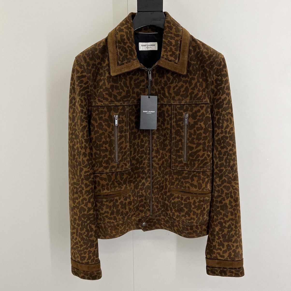 Saint Laurent Paris Saint Laurent Leopard Suede Leather Jacket in Small ...
